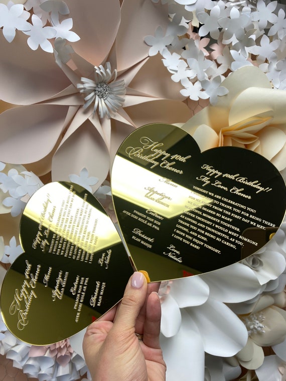 Gold Mirrored Acrylic Menu/ Wedding Menu/ Reception Menu/ - Etsy