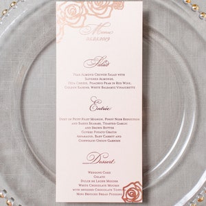 Rose Gold Roses Menu/ Blush Menu/ Wedding Menu/ Reception Menu ...