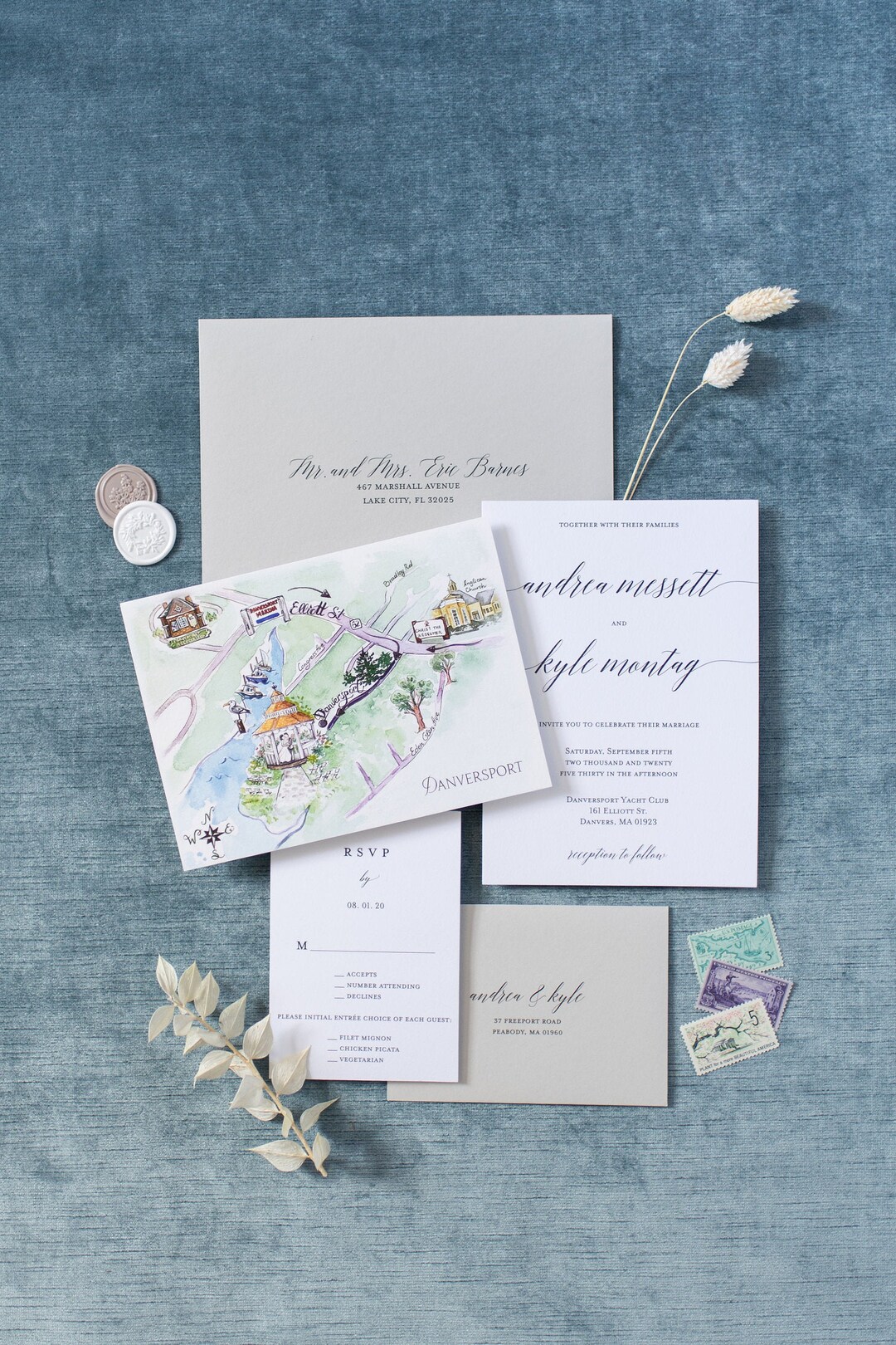 Watercolor Map Invitation/ Andrea & Kyle Wedding Invitation Deposit - Etsy