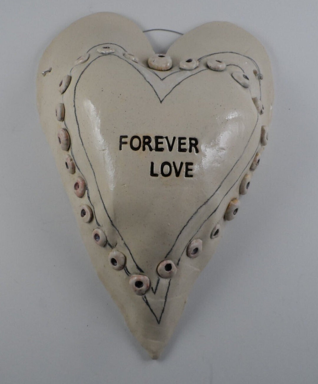 Forever Love Ceramic Organic Puffy Heart Wall Decoration From Merging ...