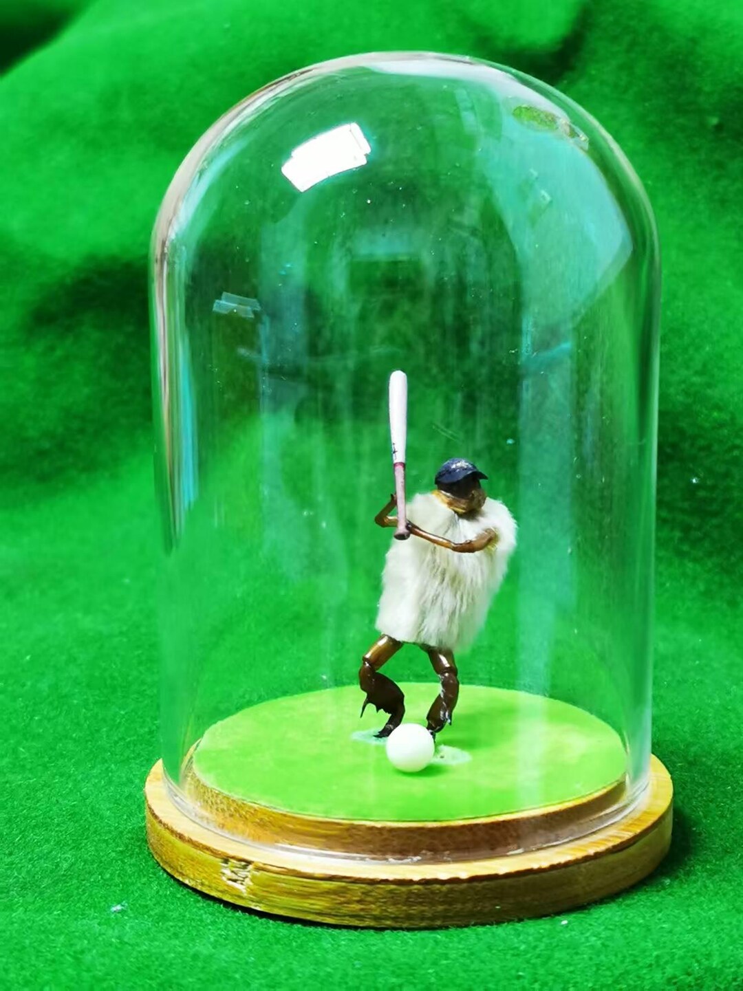 Mini Baseball Furry Monkey Figurine With Glass Dome /handcrafted ...