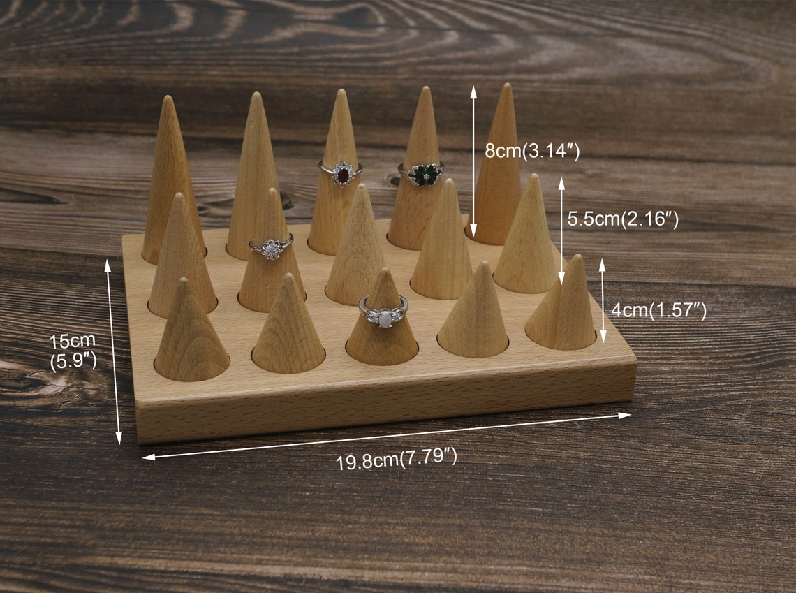 Wood Ring Holder Cone Ring Display Wooden Jewelry Organizer | Etsy