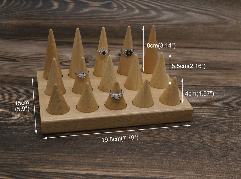 Wood Ring Holder Cone Ring Display Wooden Jewelry Organizer | Etsy