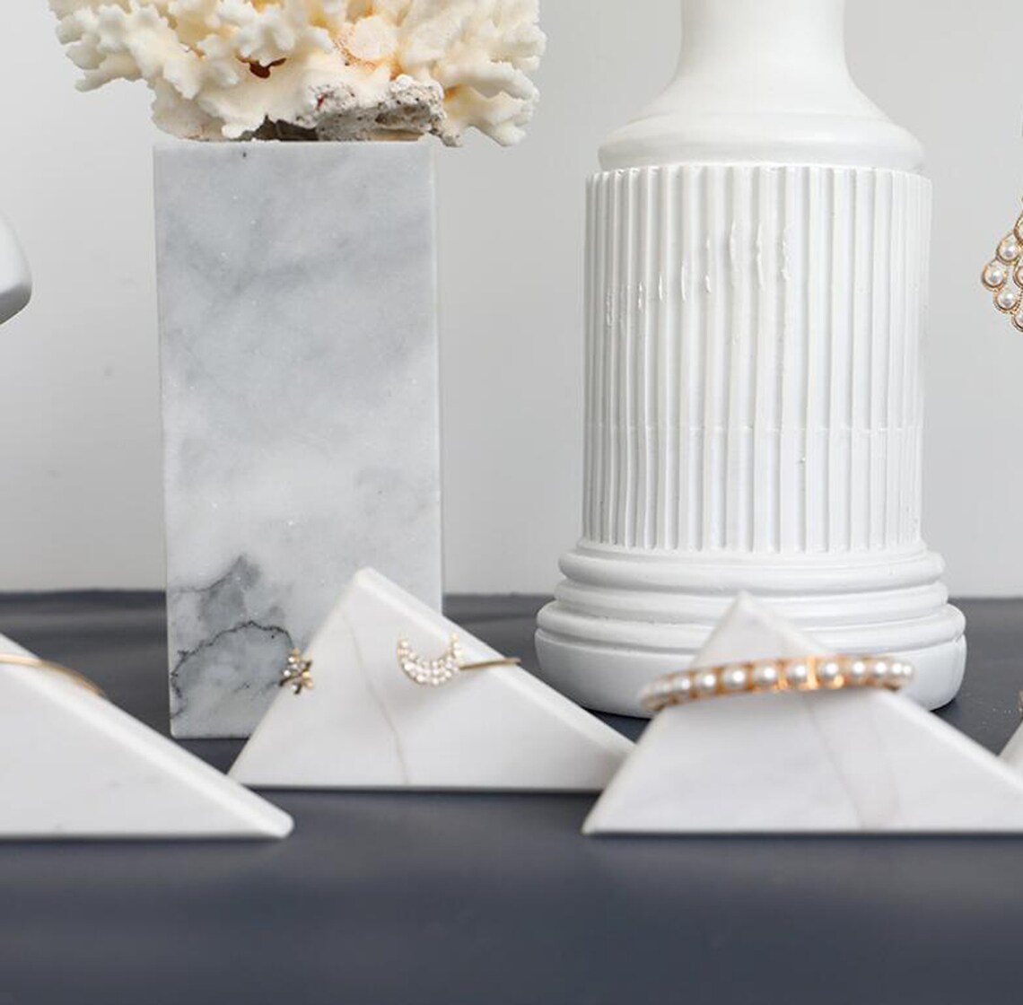 White Marble Jewelry Display White Jewelry Organizer Stand | Etsy