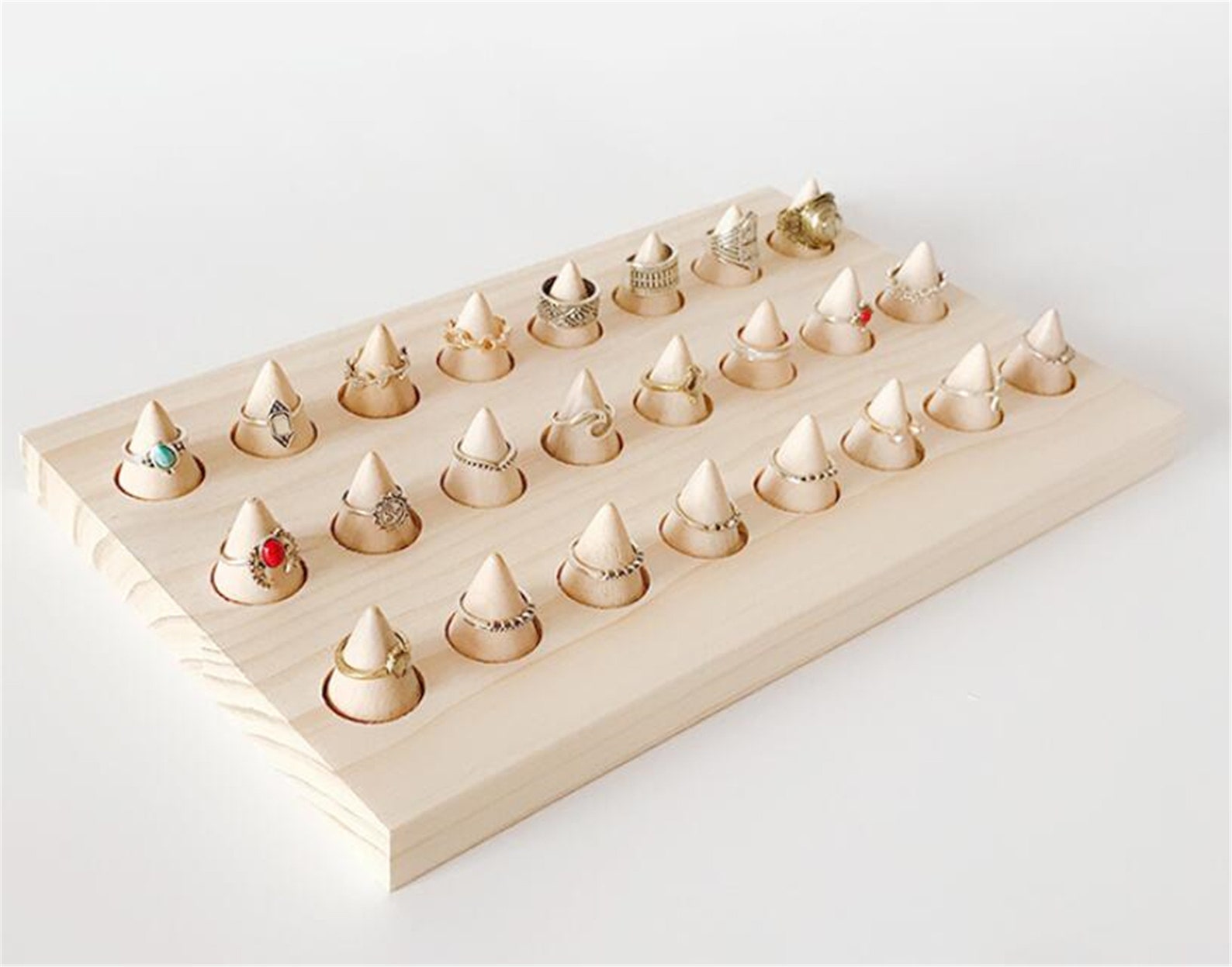 Wood Ring Holder Cone Ring Display Wooden Jewelry Organizer | Etsy