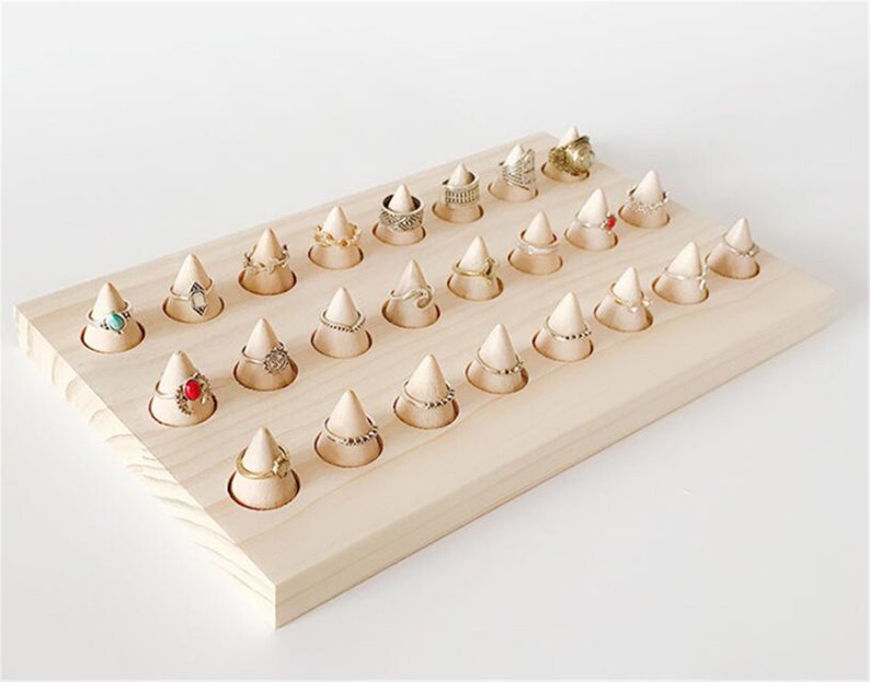 Wood Ring Holder Cone Ring Display Wooden Jewelry Organizer | Etsy