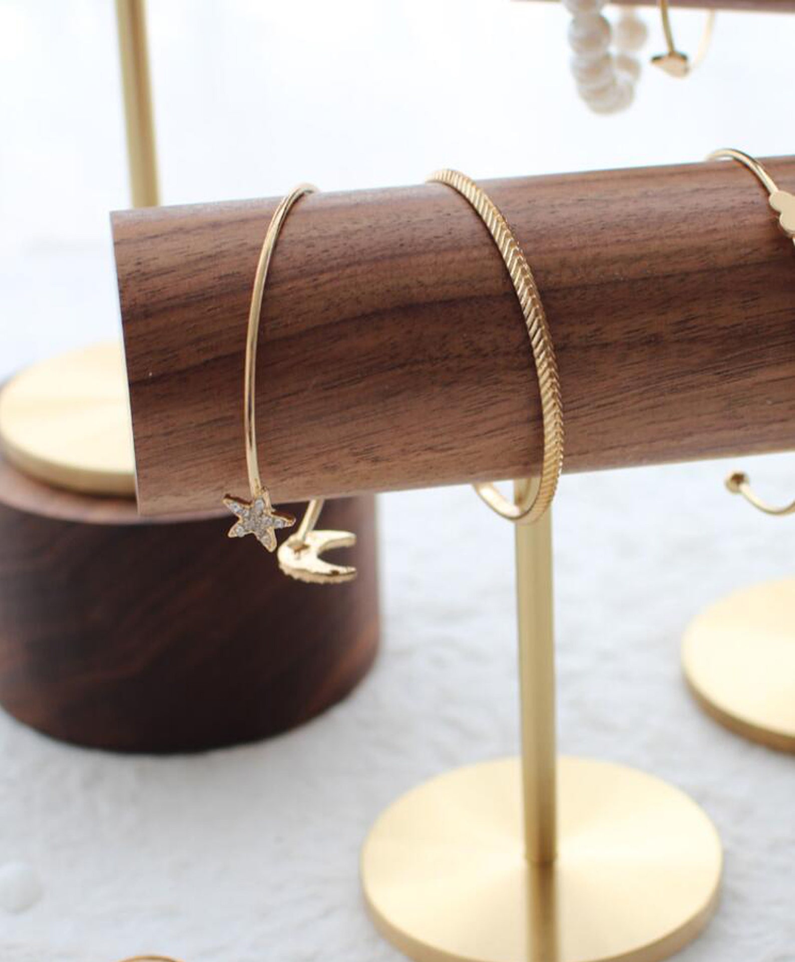 Walnut Wood Bracelet Display, Wooden Jewelry Display, Wooden Jewelry ...