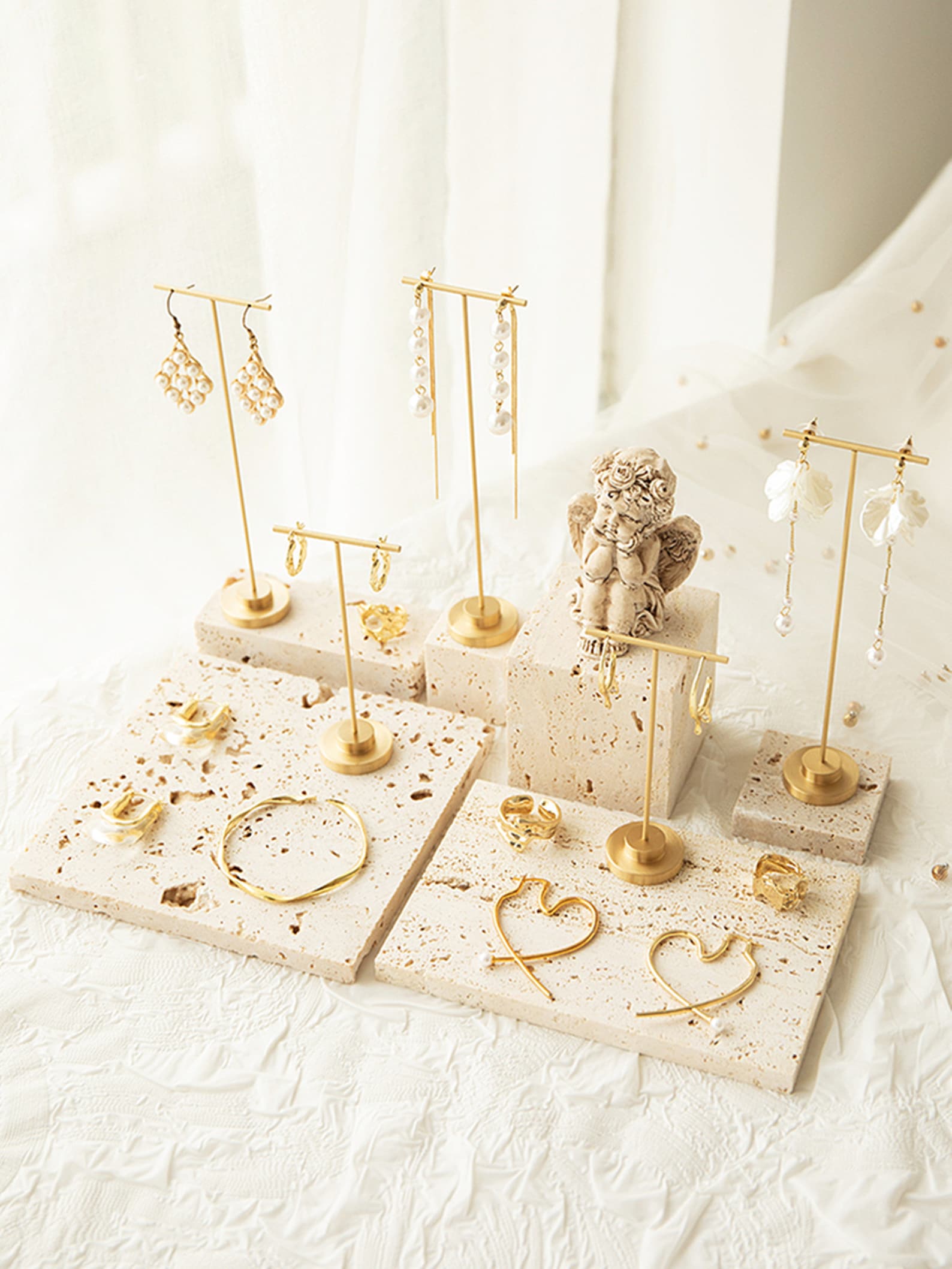 Stone Jewelry Display, Gold Earring Display, T-bar Earring Stand ...