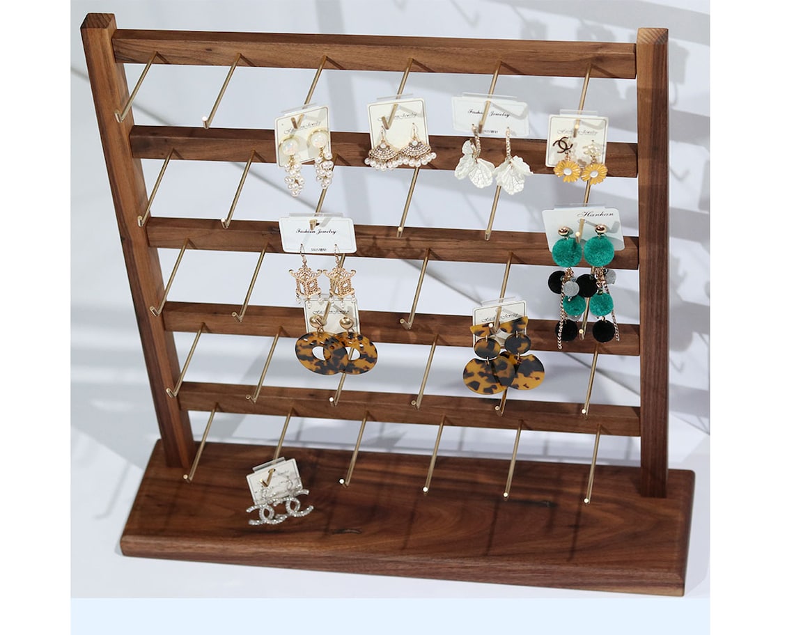 Walnut wood earring card display earring card holder wood | Etsy