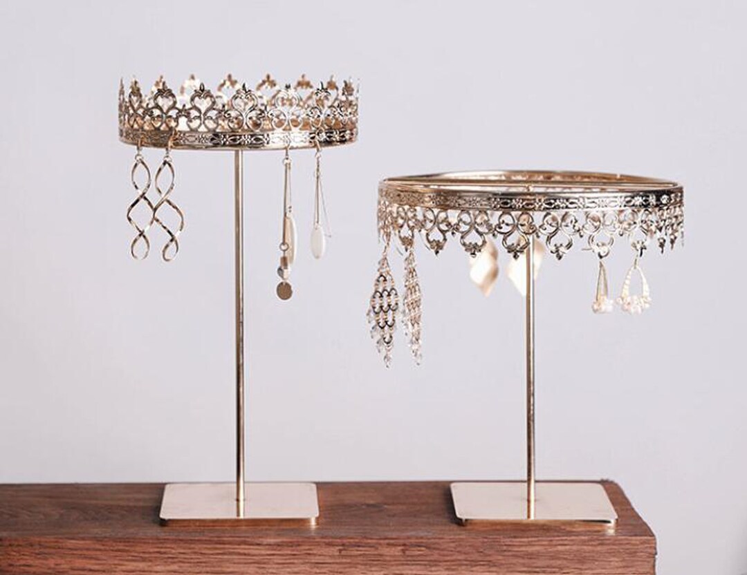 Crown Earring Jewelry Display, Gold Jewelry Organizer Stand, Necklace ...