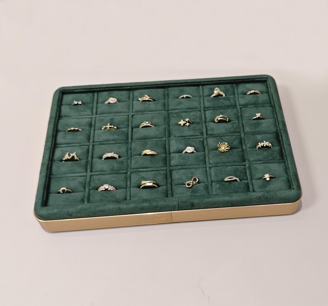 Green Velvet Ring Display Trays, Rings Display Trays, Velvet Jewelry ...