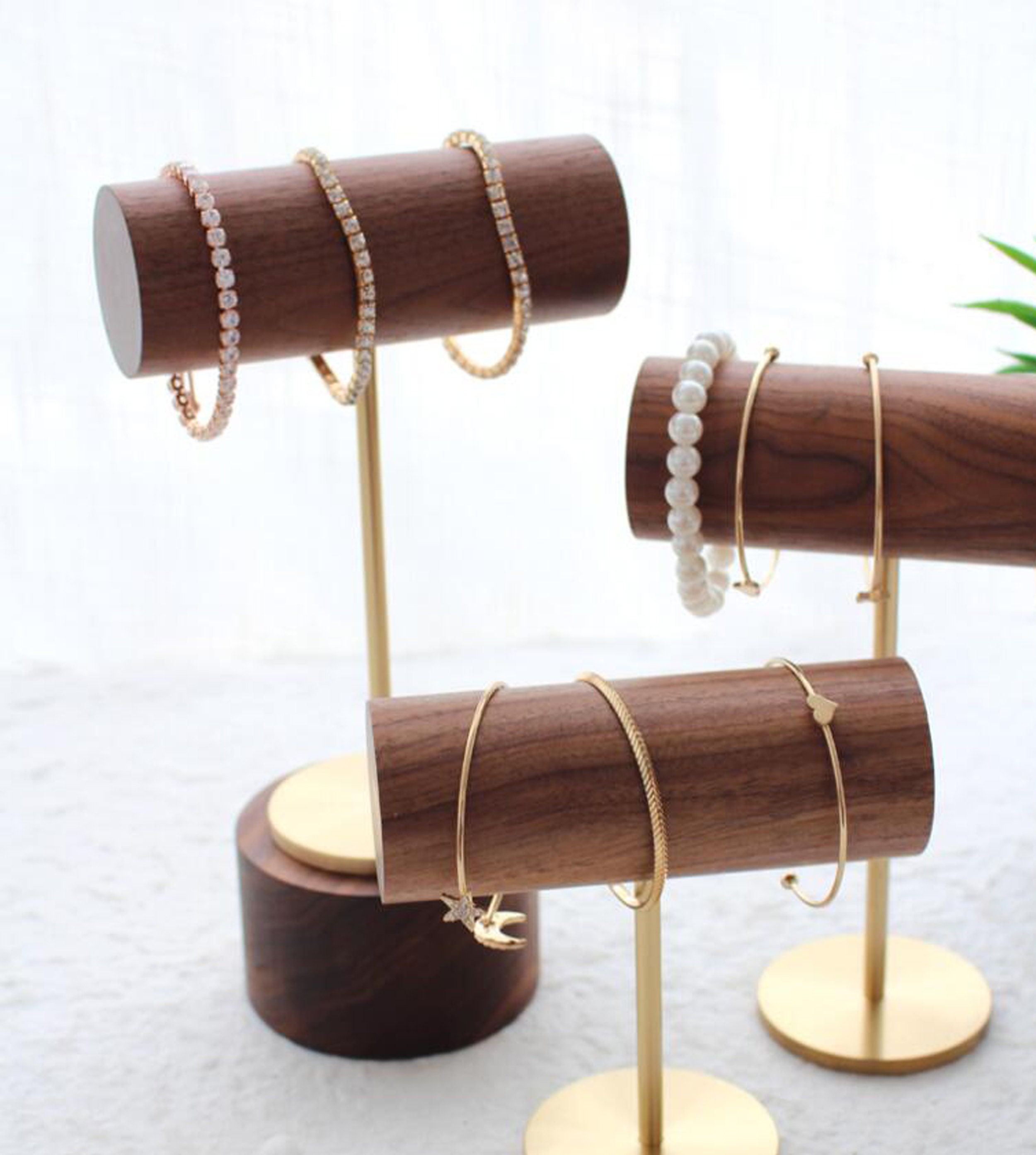 Walnut Wood Bracelet Display, Wooden Jewelry Display, Wooden Jewelry ...