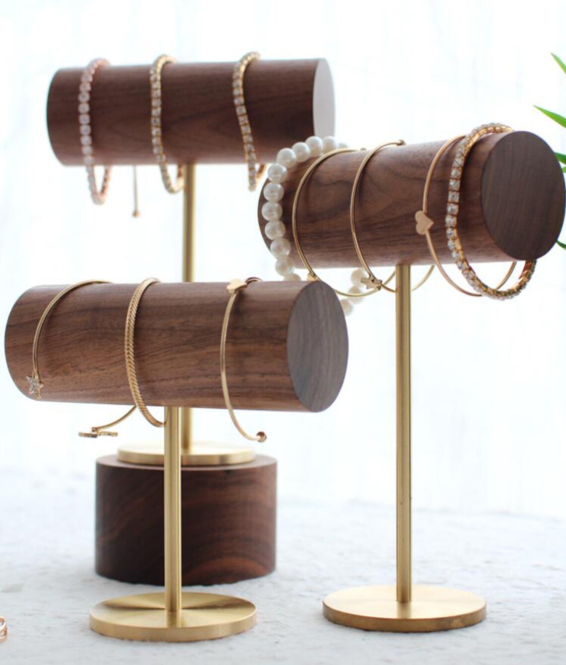 Walnut Wood Bracelet Display, Wooden Jewelry Display, Wooden Jewelry ...