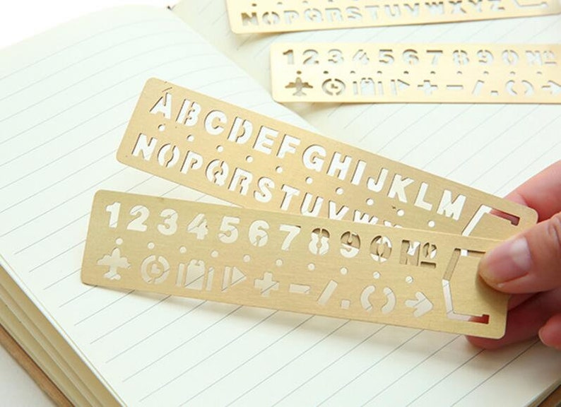 Brass Number Stencil Ruler Brass Ruler Drawing Stencil | Etsy