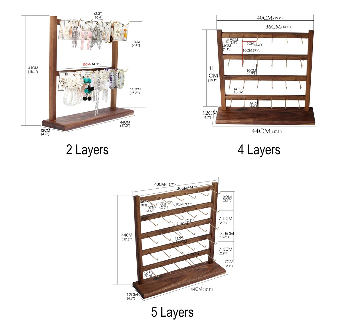 Walnut wood earring card display earring card holder wood | Etsy