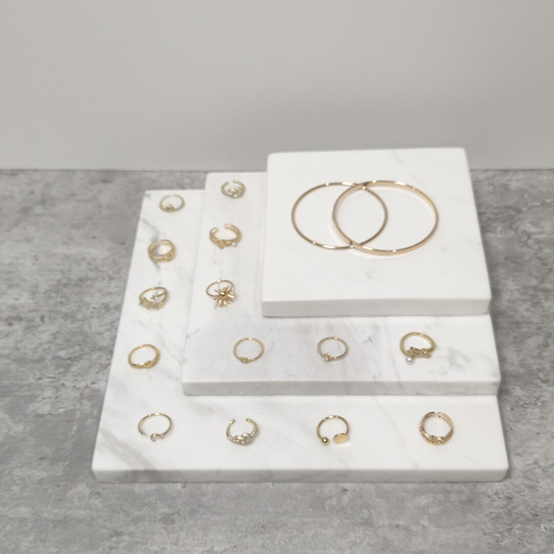 Set of 3 Marble Jewelry Display, Jewelry Display Coasters, White ...