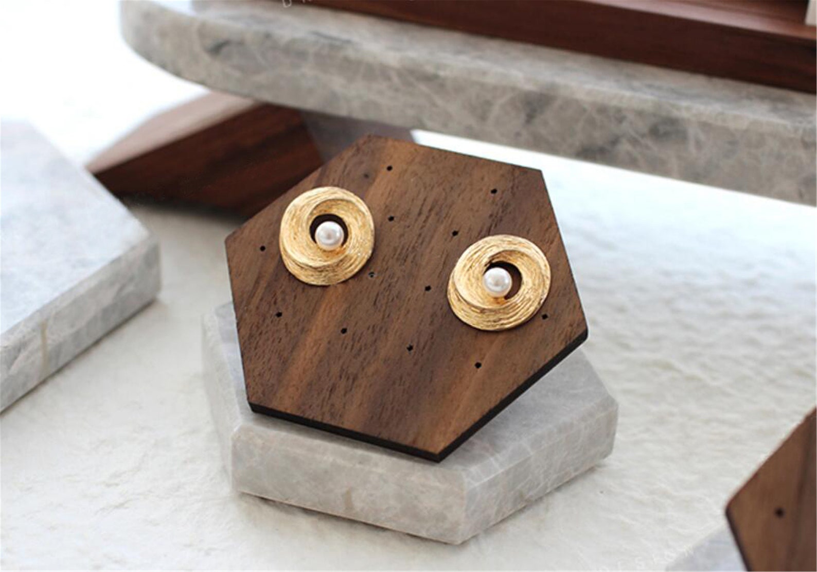 Walnut Wood Earring Display Wood Earring Holder Wooden | Etsy