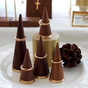Walnut Wood Jewelry Display, Wood Ring Stand Holder, Wood Earring ...
