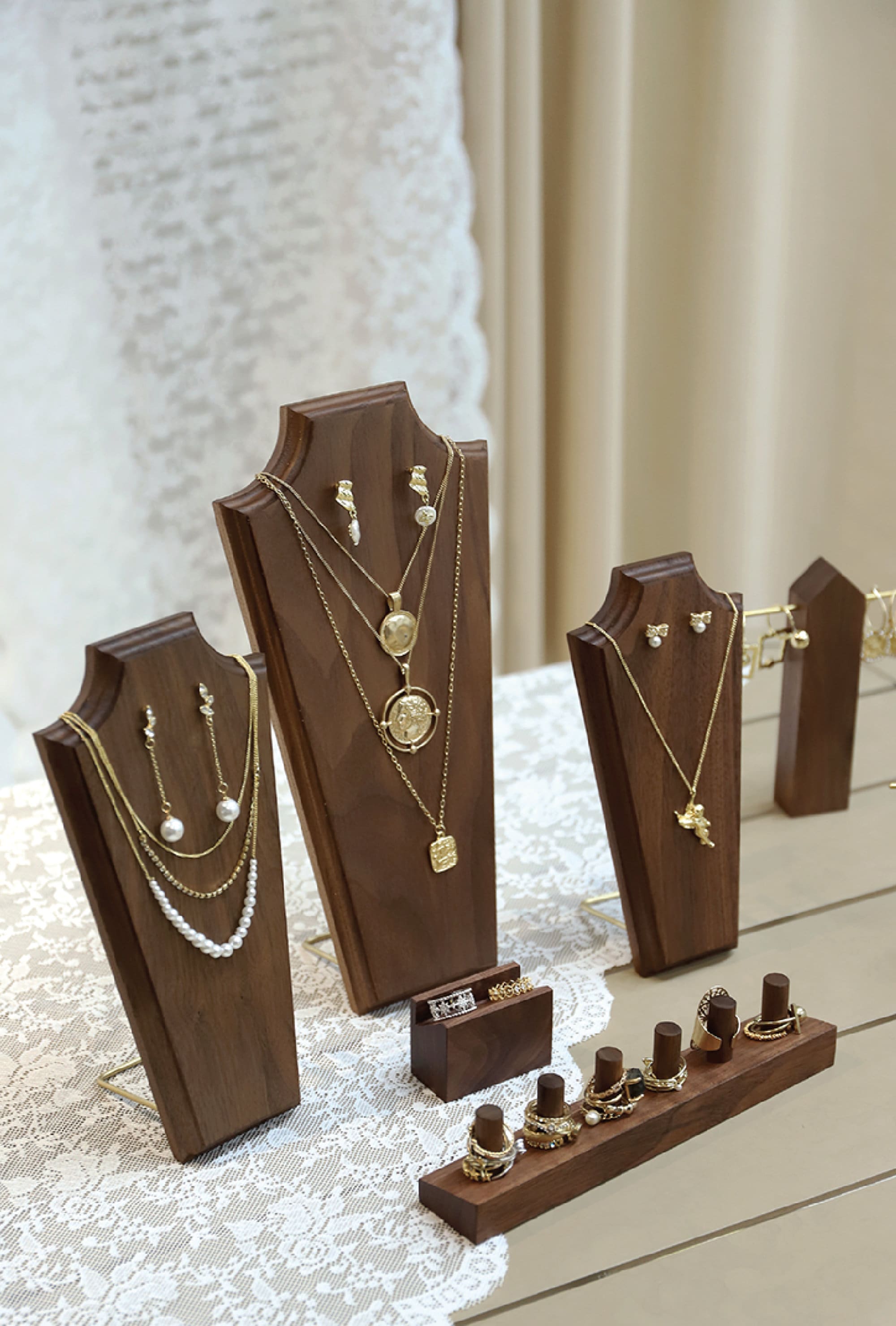 Walnut wood necklace display necklace bust wood necklace | Etsy