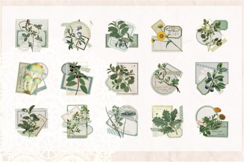 Green Plant Stickers Pack Flower Washi Sticker Set Sticker | Etsy