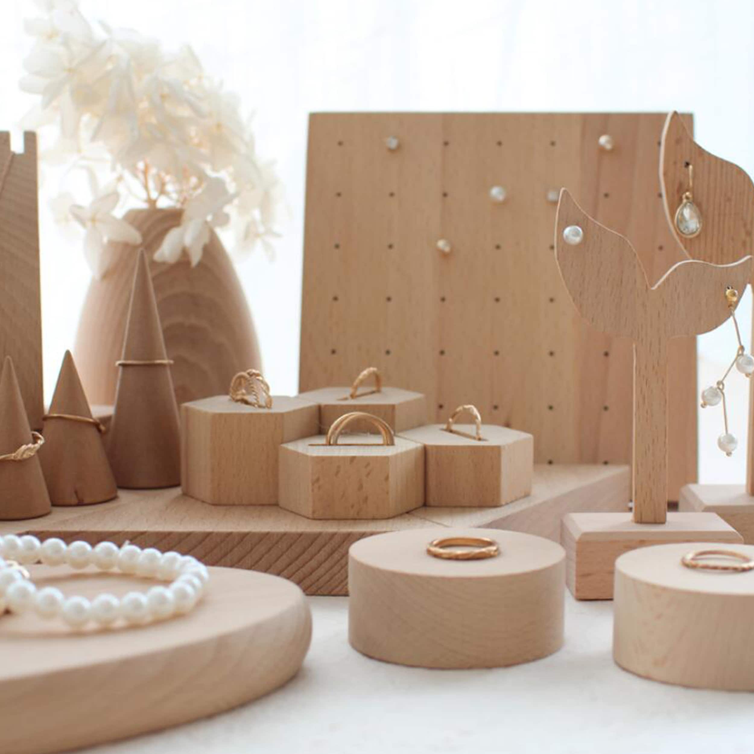 Wood jewelry display beech jewelry organizer wooden jewelry | Etsy