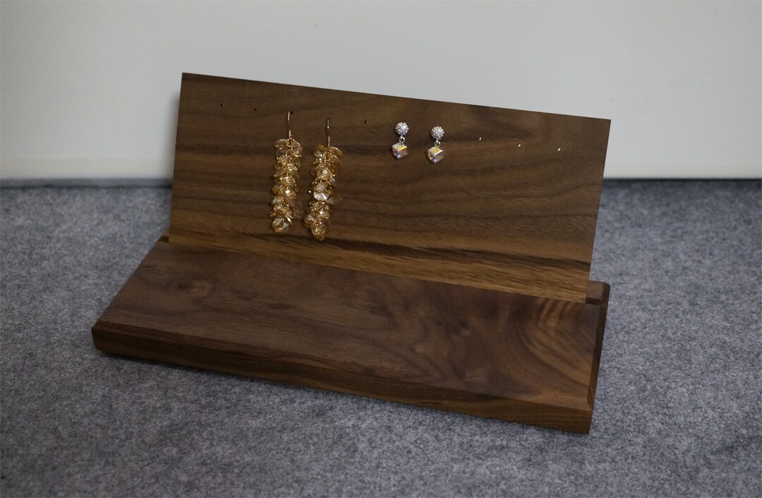 Walnut Wood Jewelry Display, Wooden Jewelry Organizer Stand,earring ...