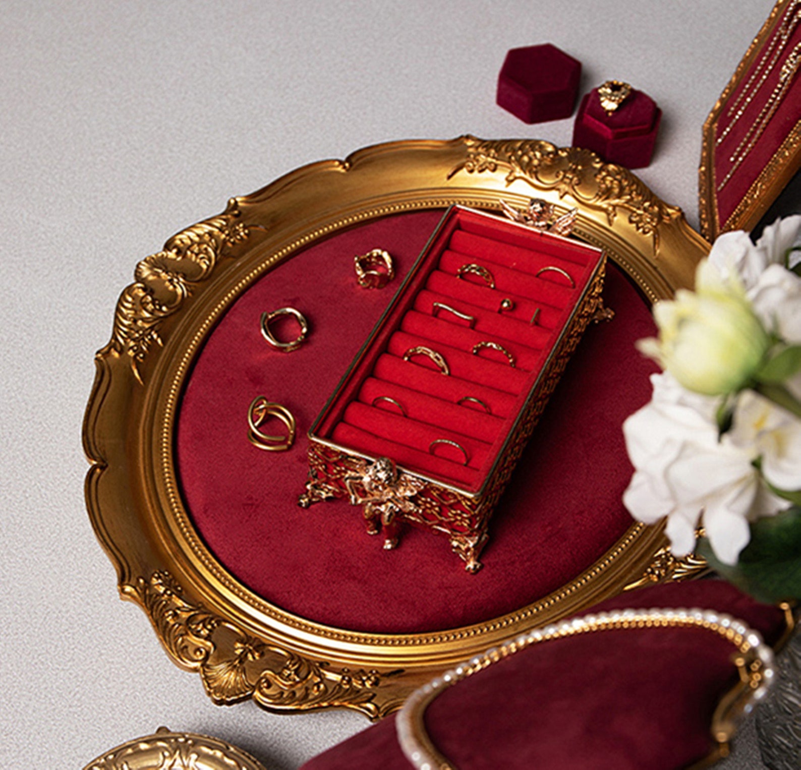 Red Jewelry Display Frame, Necklace Display Stand, Earring Display ...