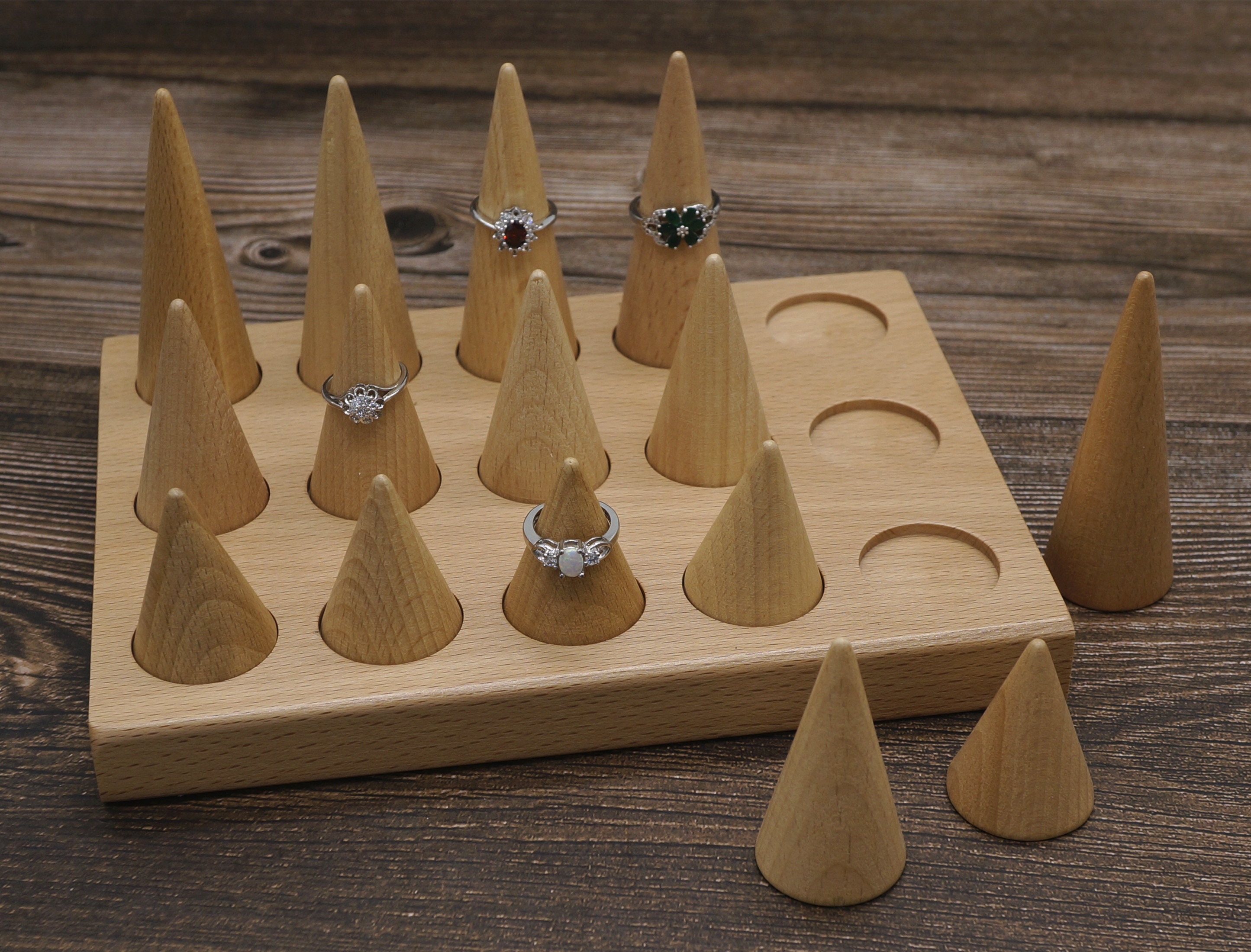 Wood Ring Holder Cone Ring Display Wooden Jewelry Organizer | Etsy
