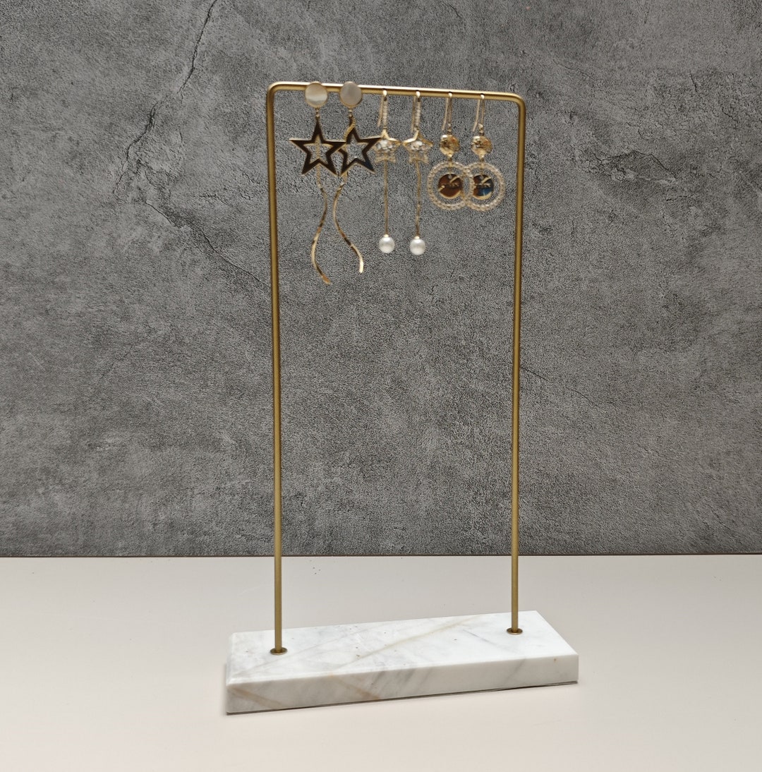 White Marble Jewelry Display, White Jewelry Organizer Stand, White ...