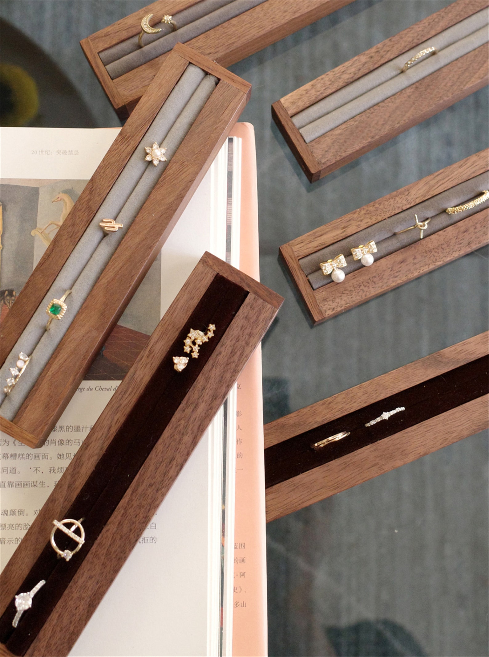 Black Walnut Ring Display, Jewelry Organizer Stand, Ring Stand Holder ...