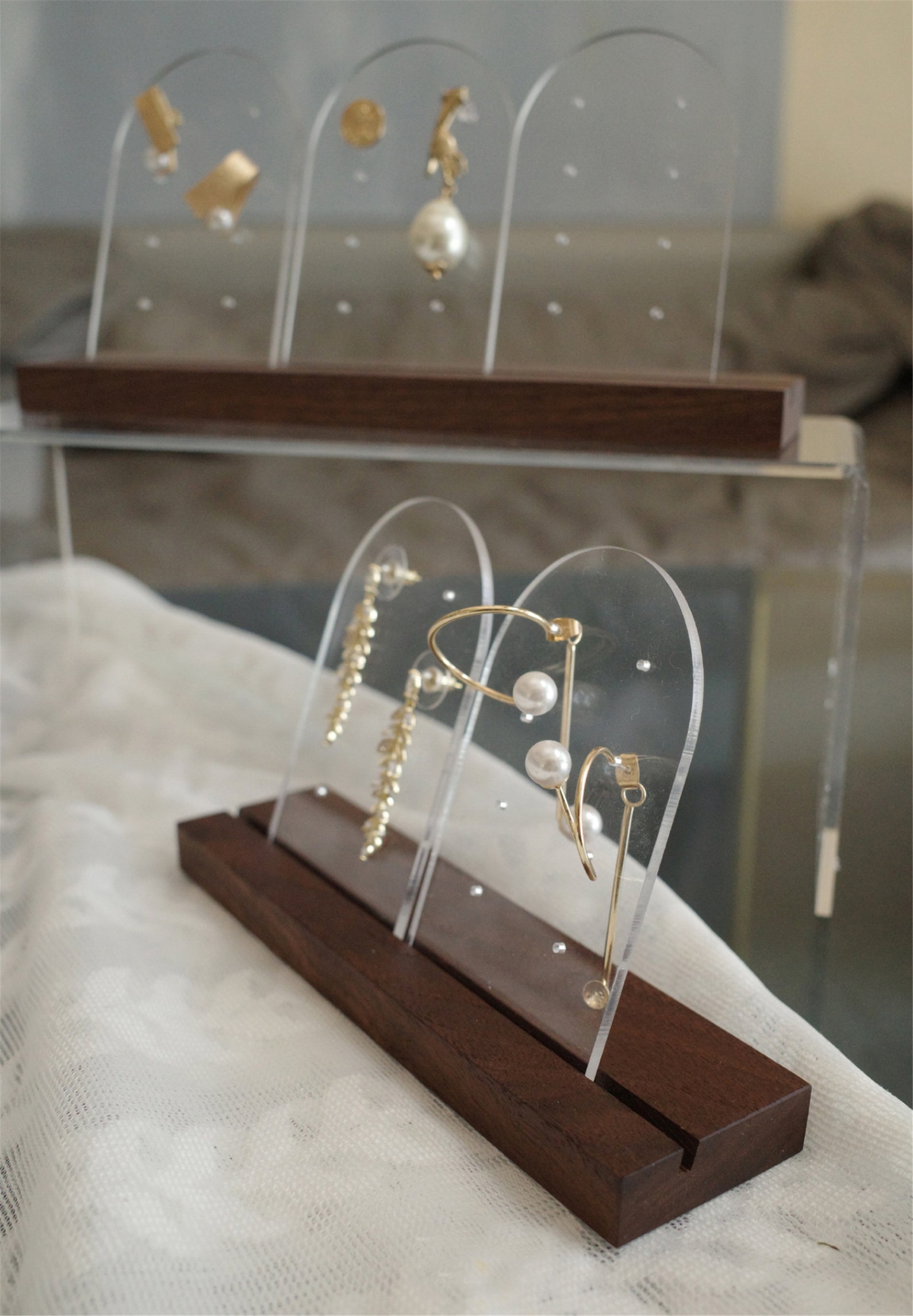 Walnut Wood Earring Display Wooden Jewelry Organizer - Etsy