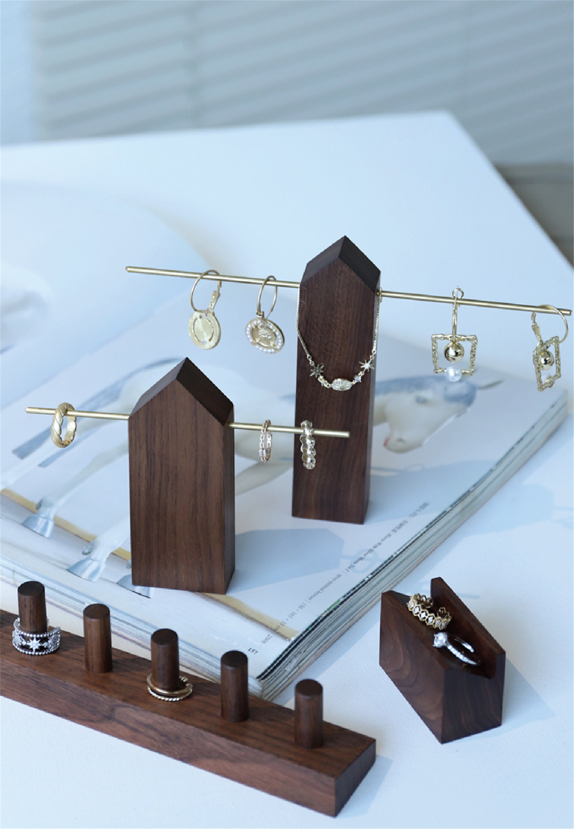 Walnut wood necklace display necklace bust wood necklace | Etsy