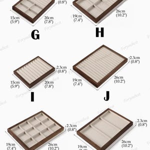Linen Jewelry Trays, Necklace Display Trays, Walnut Ring Display Tray ...