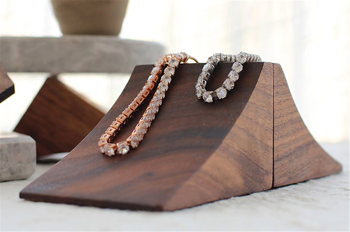 Walnut Wood Earring Display Wood Earring Holder Wooden | Etsy