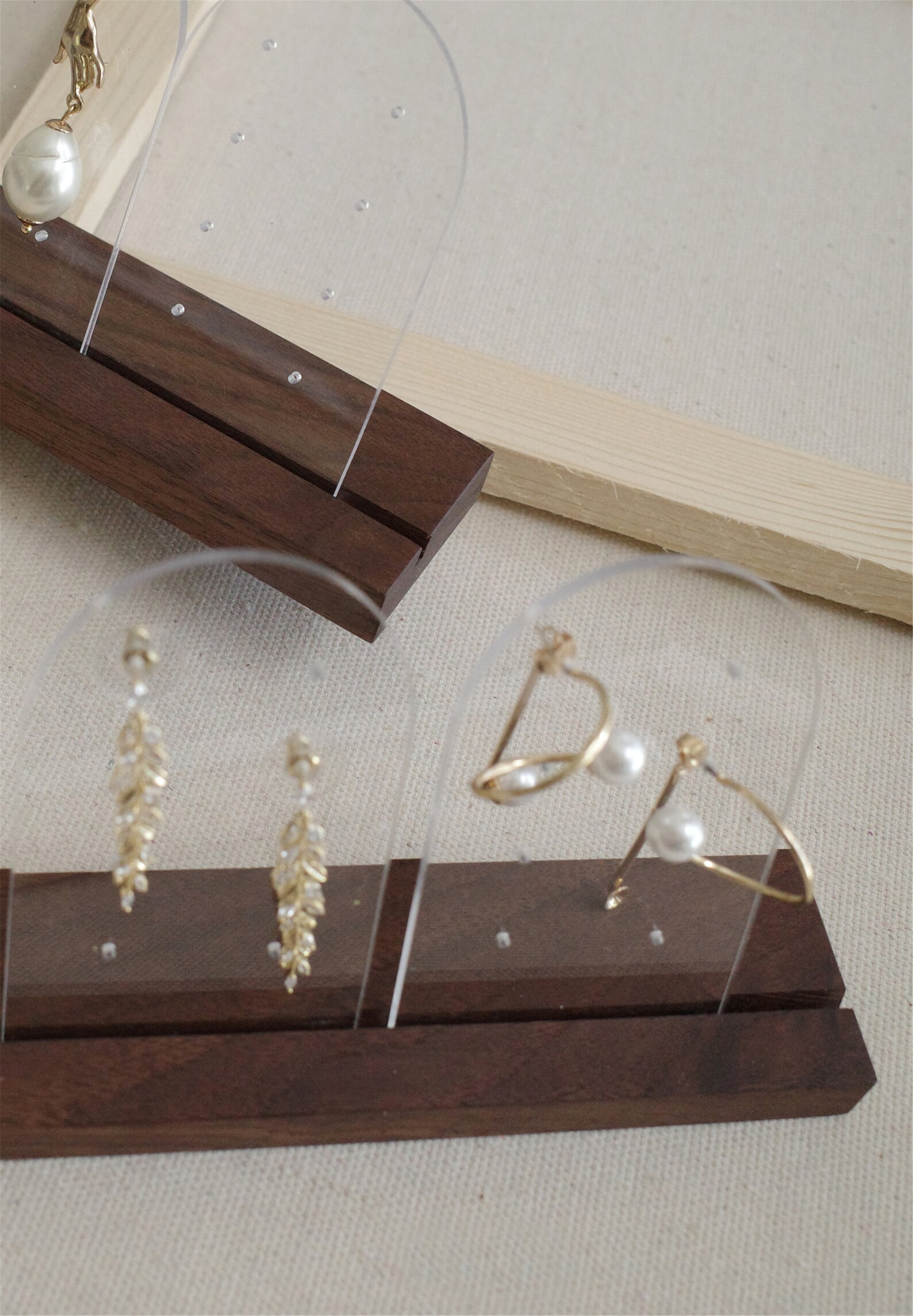 Walnut Wood Earring Display Wooden Jewelry Organizer - Etsy