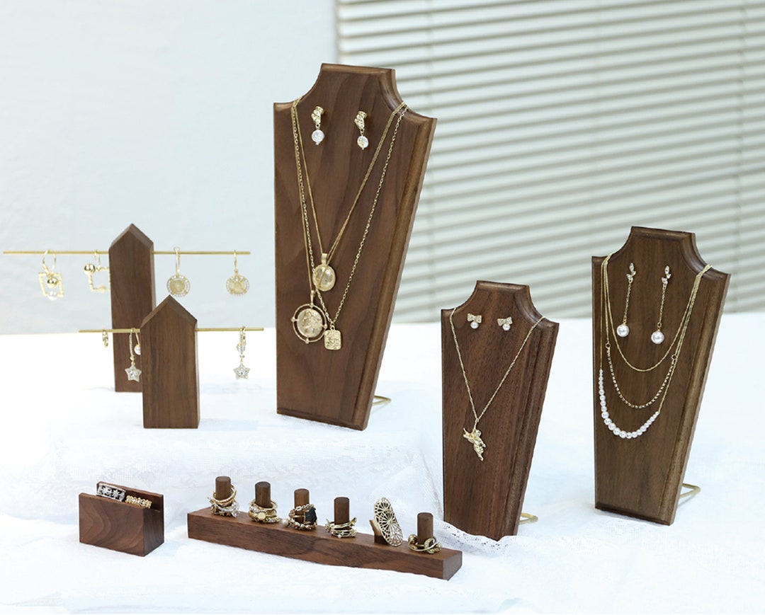 Walnut Wood Necklace Display, Necklace Bust, Wood Necklace Display ...