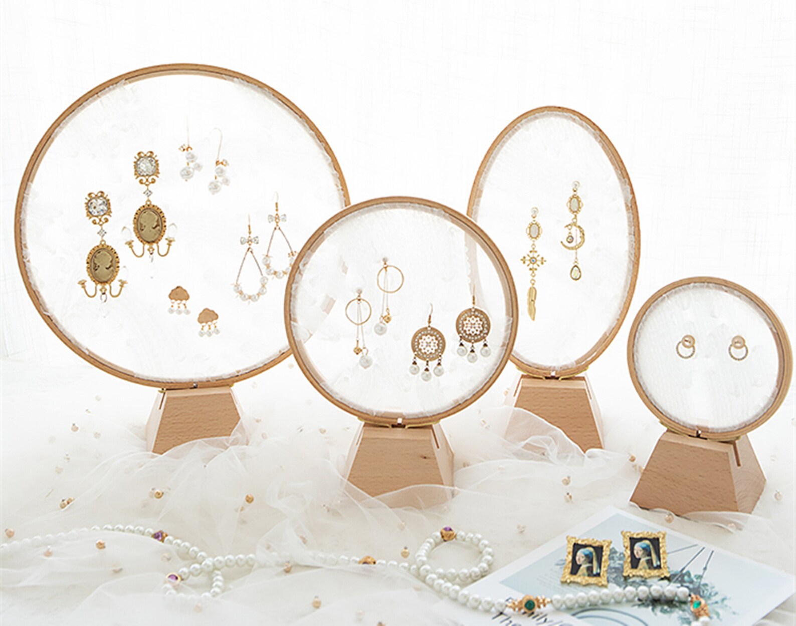 Retro Earring Display Stand Jewelry Rack With Lace Fabric | Etsy