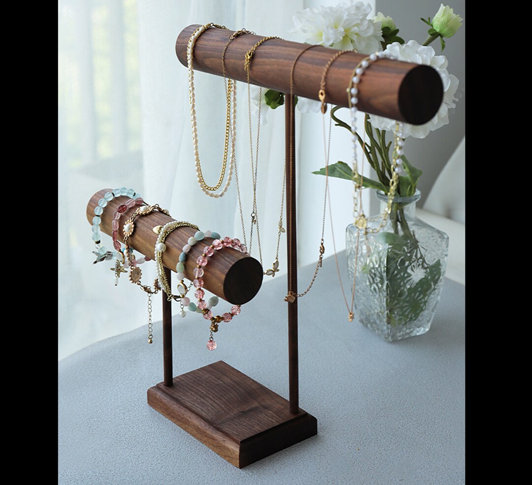 Walnut Wood Necklace Display, Necklace Holder, Wood Necklace Display, T ...