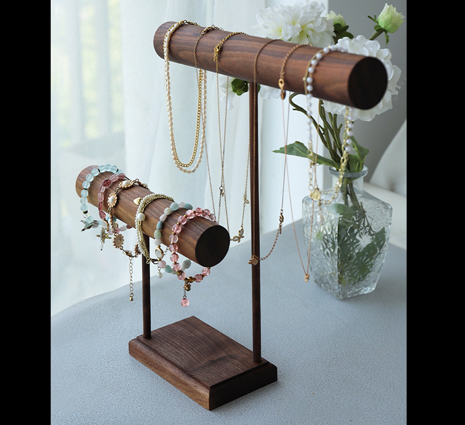 Walnut Wood Necklace Display Necklace Holder Wood Necklace - Etsy