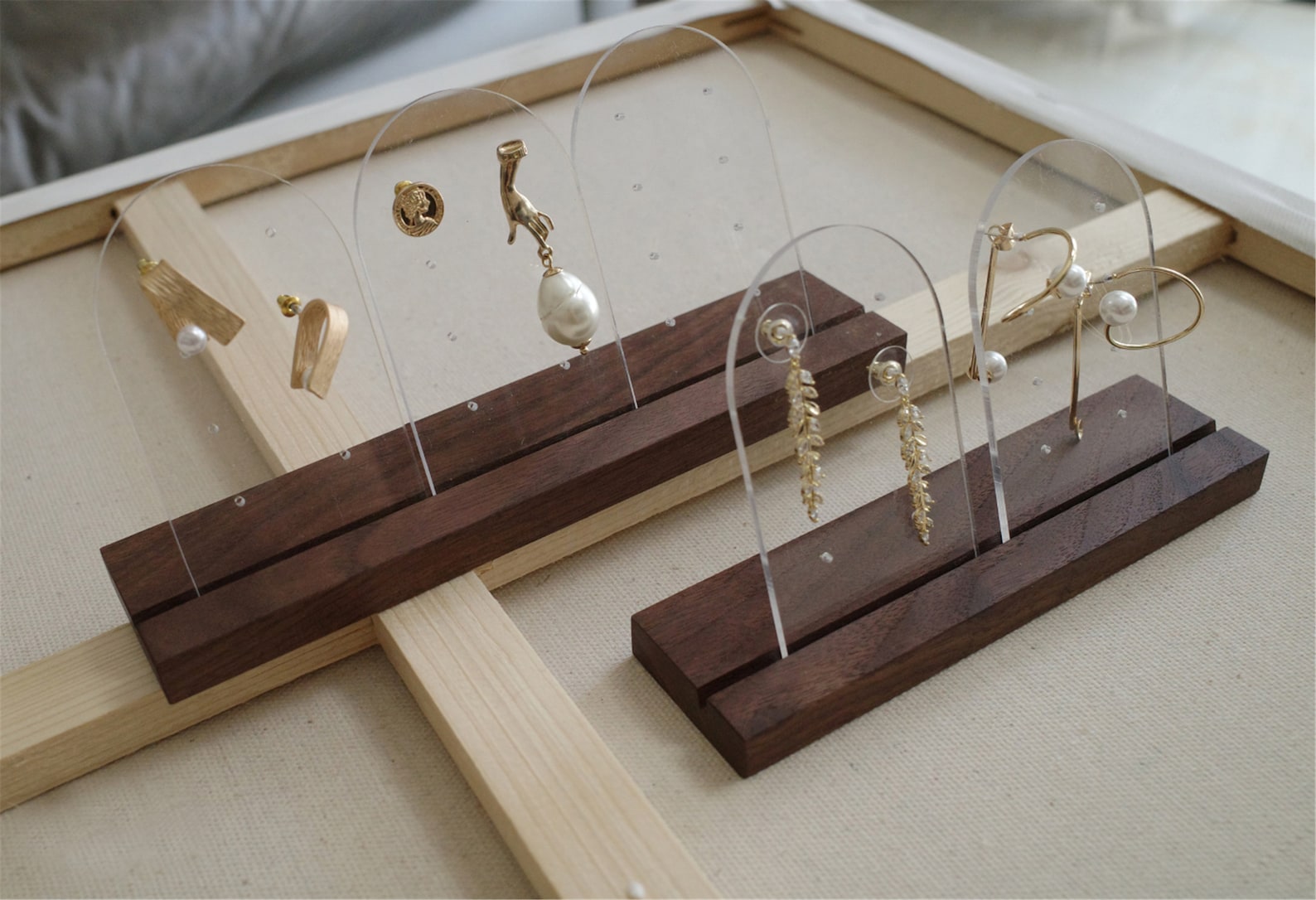 Walnut Wood Earring Display Wooden Jewelry Organizer - Etsy