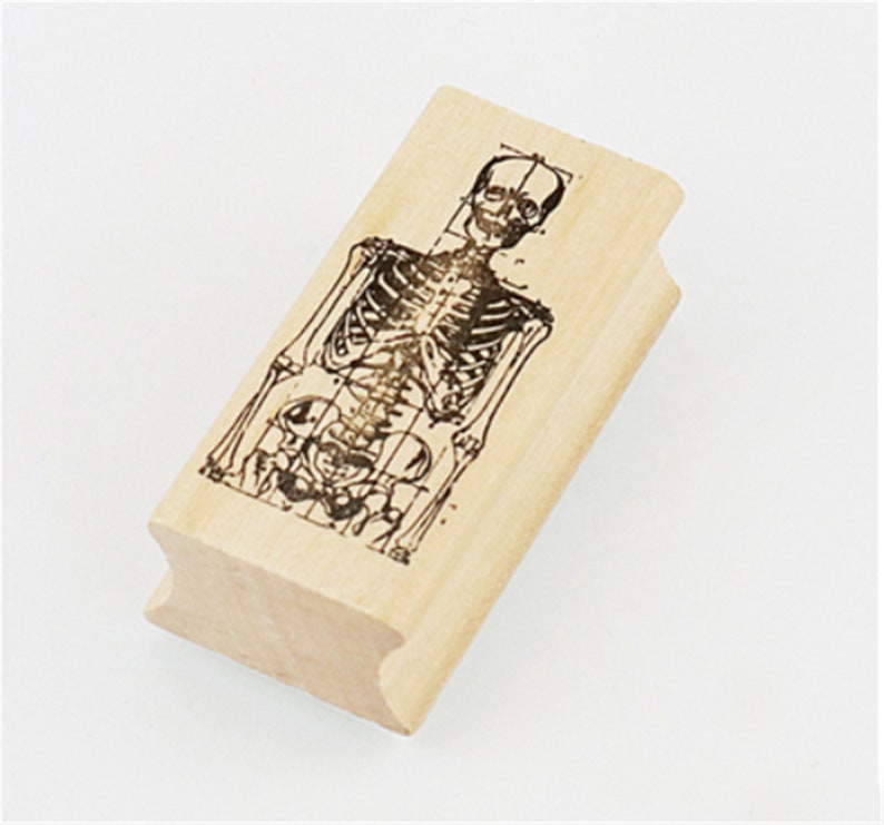Human Skeleton Wooden rubber stamp Wood Rubber Stamps | Etsy