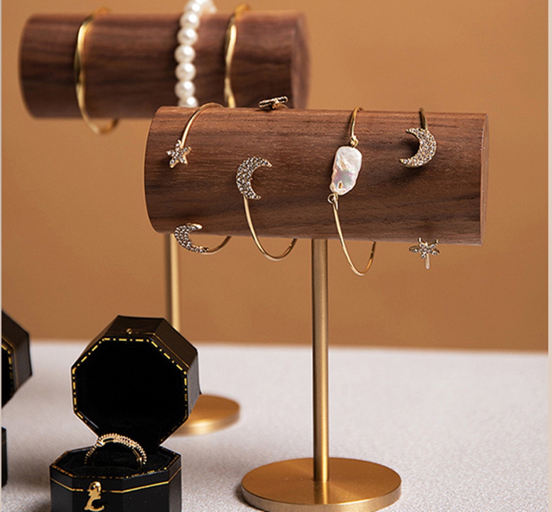 Walnut Wood Bracelet Display, Wooden Jewelry Display, Wooden Jewelry ...
