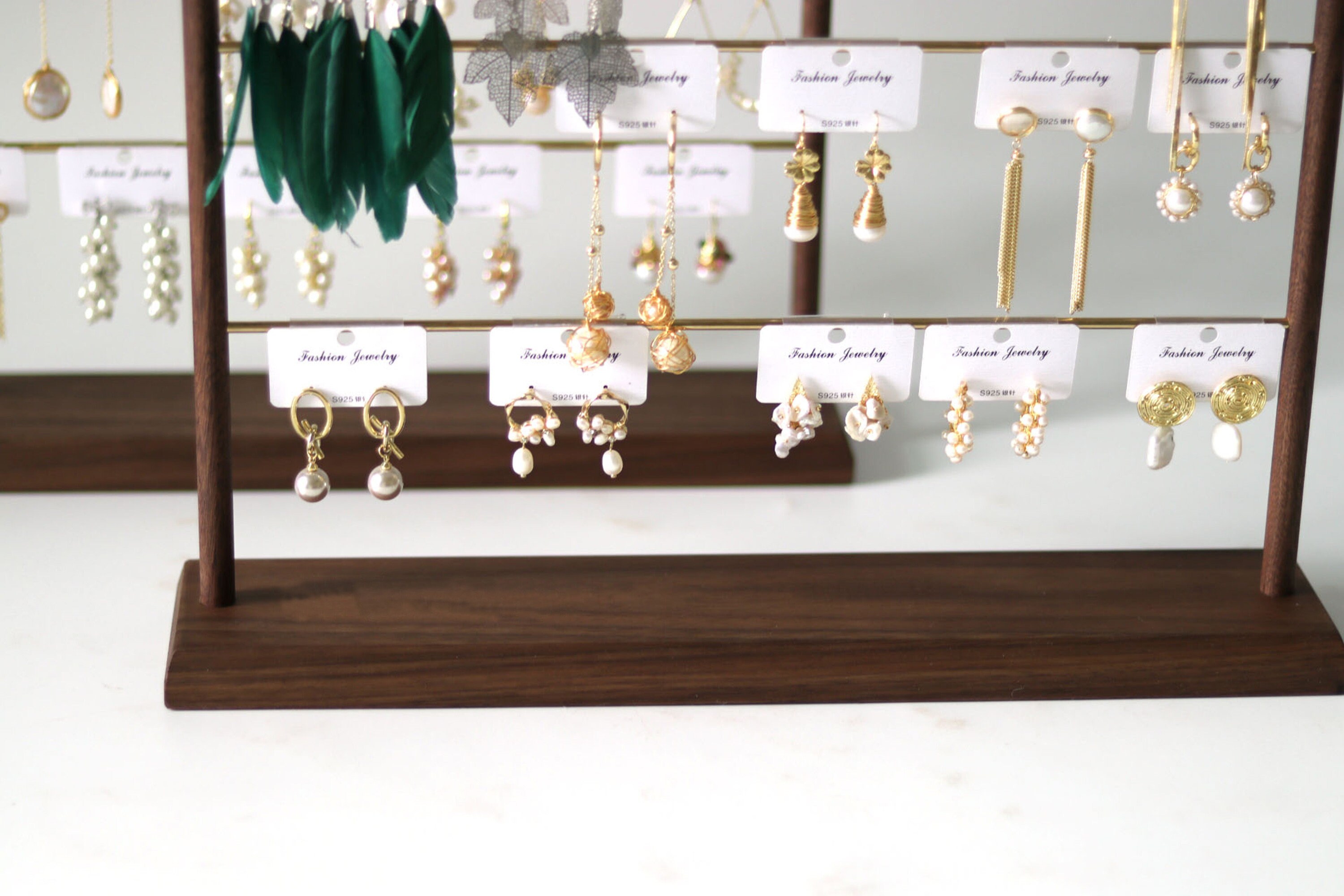 Walnut wood earring display earring holder wood jewelry | Etsy