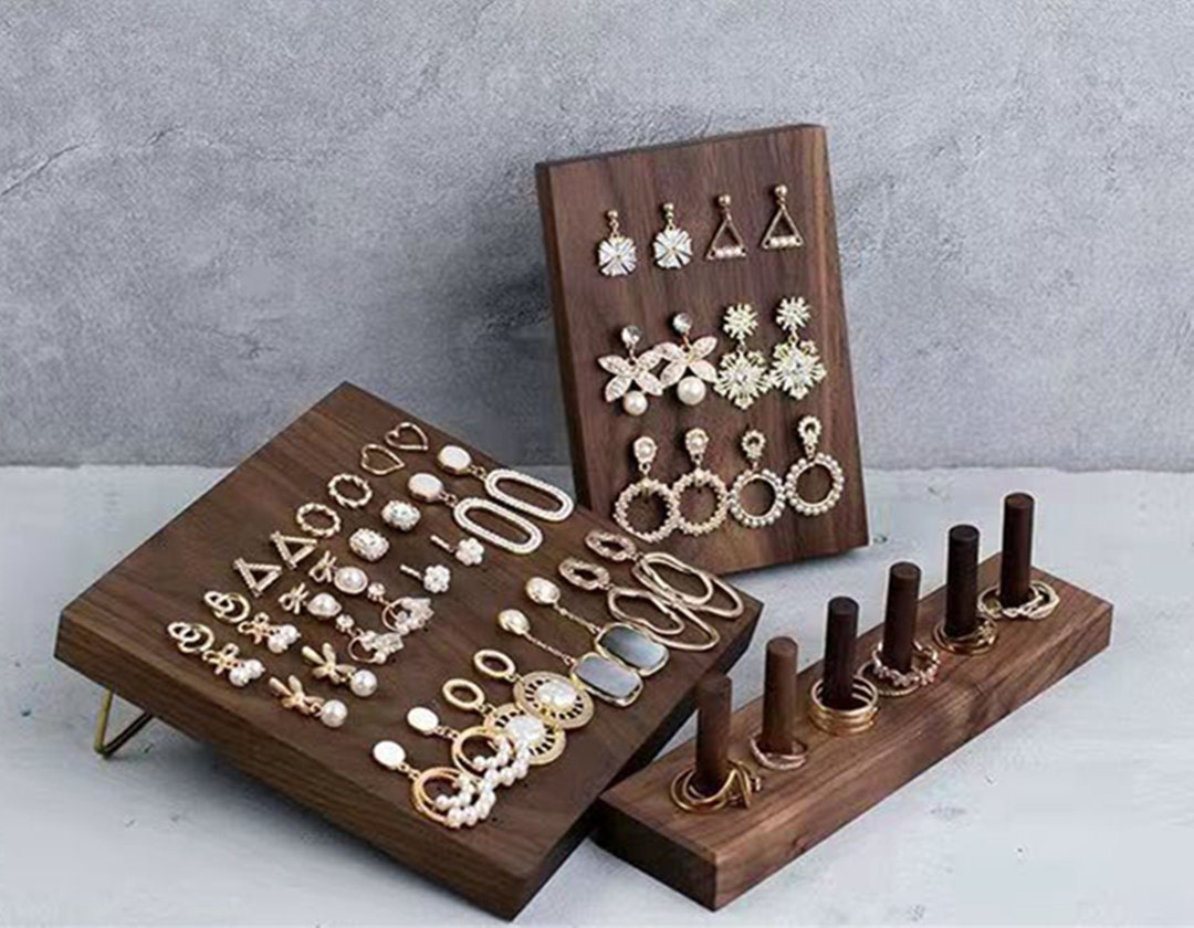 Walnut Earring Display, Walnut Ring Organizer Stand,ring Display DS1722 ...