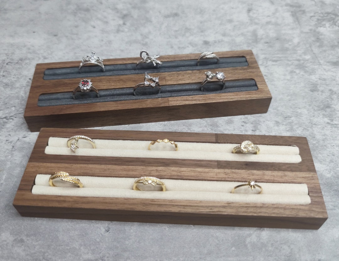 Walnut Wood Ring Display, Jewelry Organizer Stand, Ring Stand Holder ...