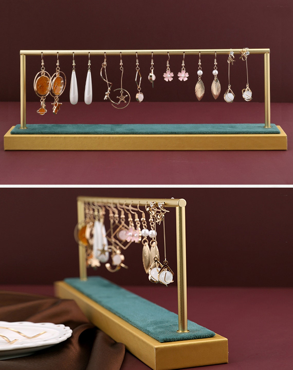 Green Earring Stand Gold Earring Display Earring Holder - Etsy