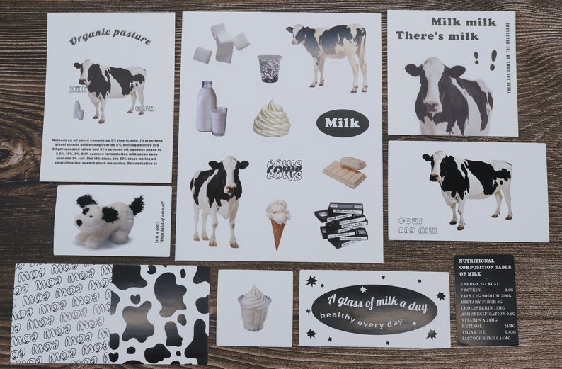 Cow and milk Sticker Set Stickers Pack Decorative sticker | Etsy