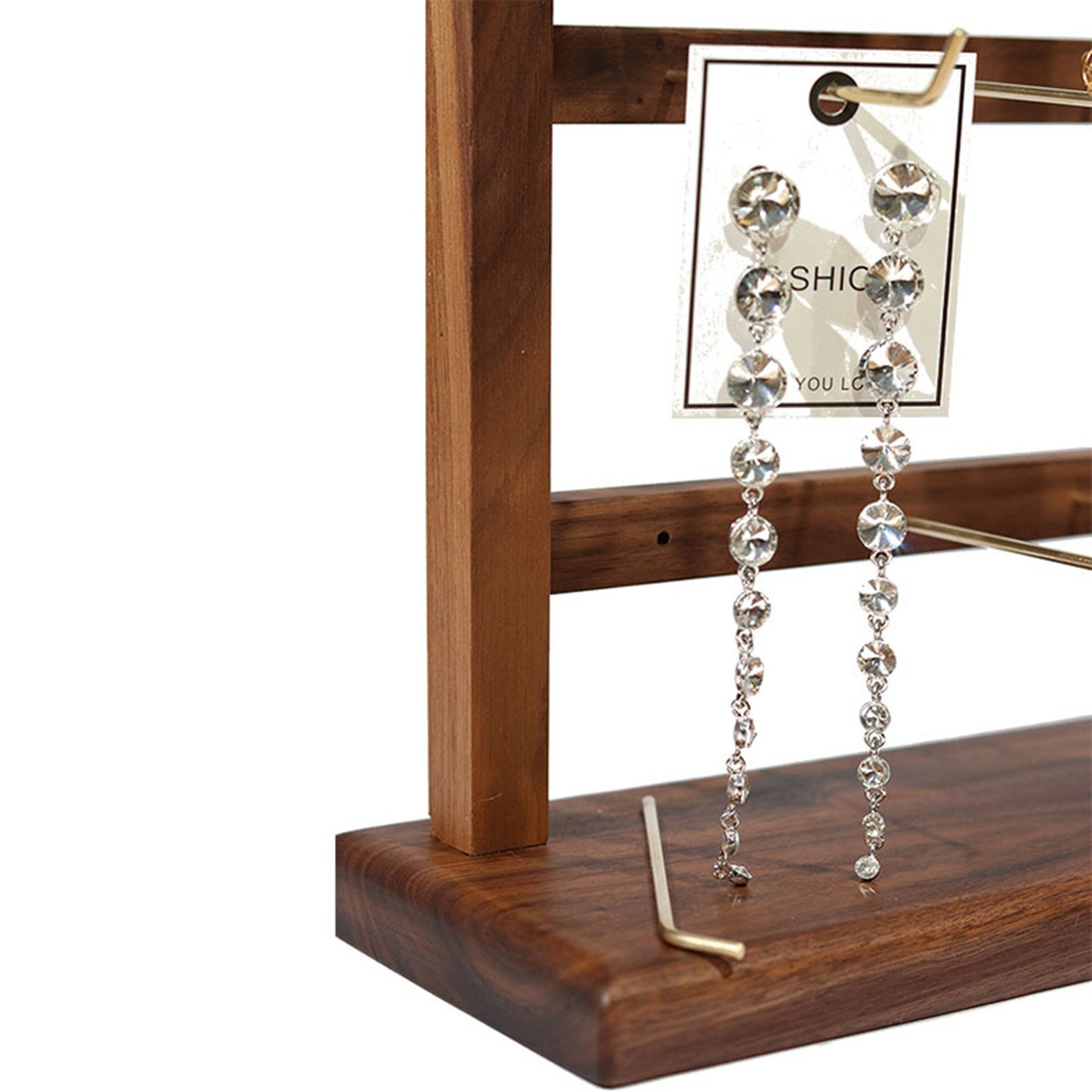 Walnut wood earring card display earring card holder wood | Etsy