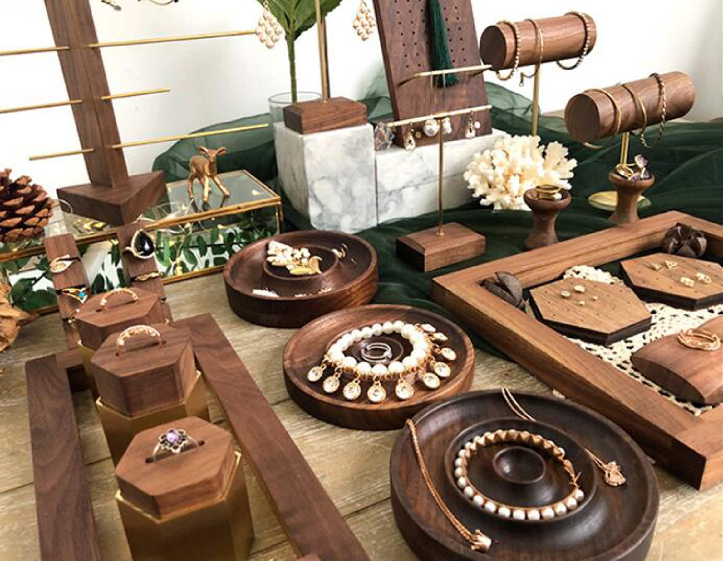 Walnut Wood Jewelry Display Wood Ring Stand Holder Wood | Etsy