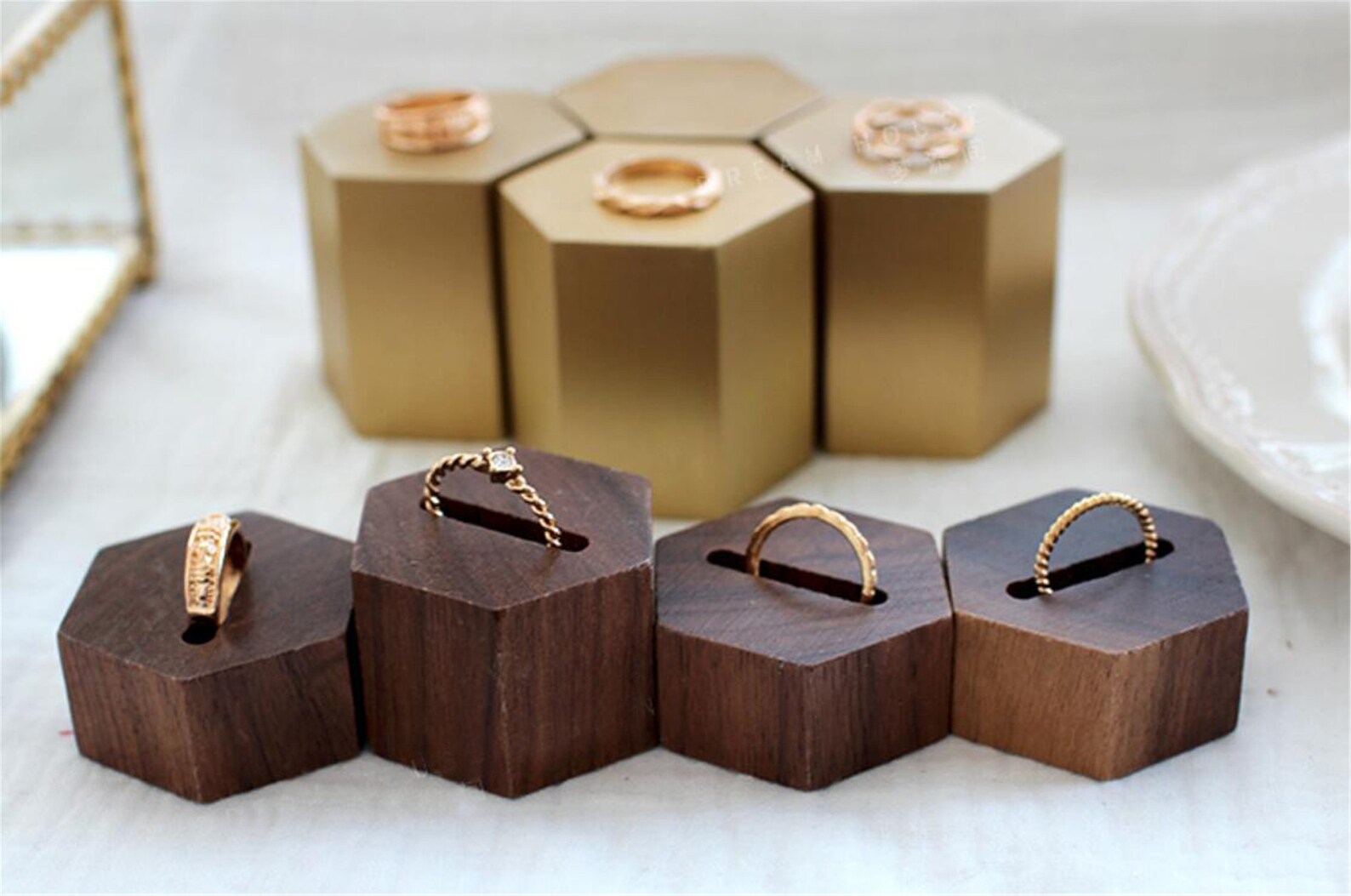 Walnut Wood Jewelry Display Wood Ring Stand Holder Wood - Etsy